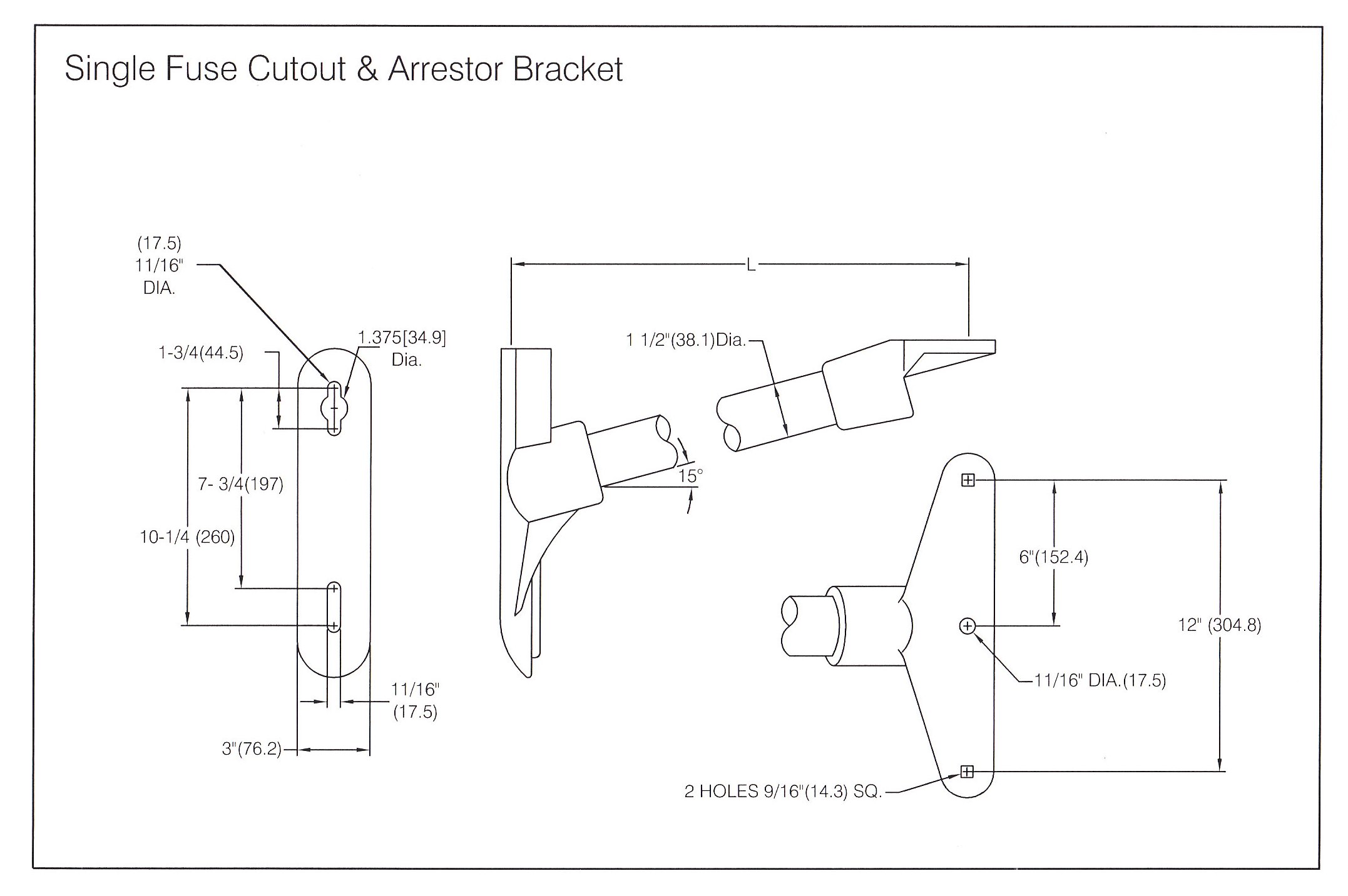 Single Fuse Cutout & Arrestor Bracket :: Slacan